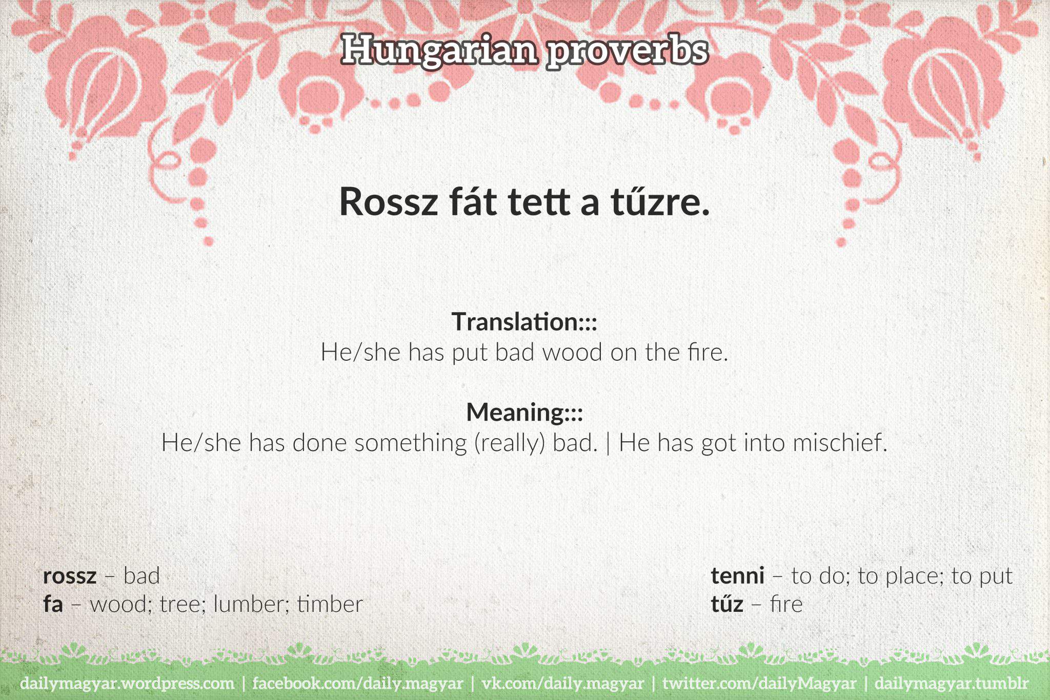 Mini language lesson #18: Hungarian proverbs, sayings vol.4 - Daily ...